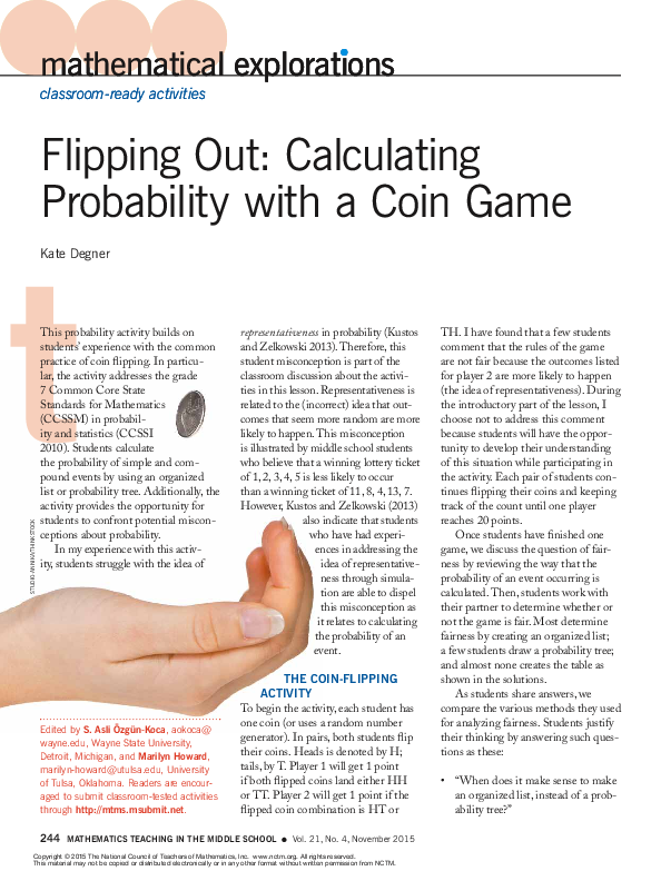 (PDF) Flipping Out: Calculating Probability with a Coin Game
