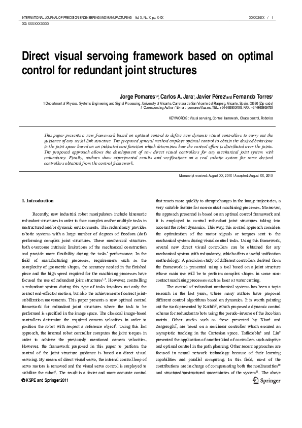 (PDF) Direct visual servoing framework based on optimal control for ...