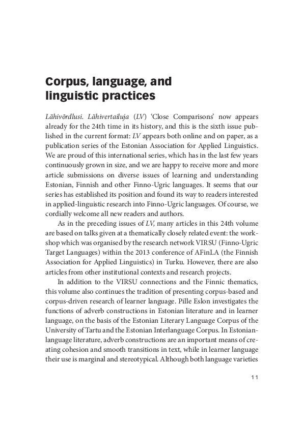 (PDF) Corpus, language, and linguistic practices