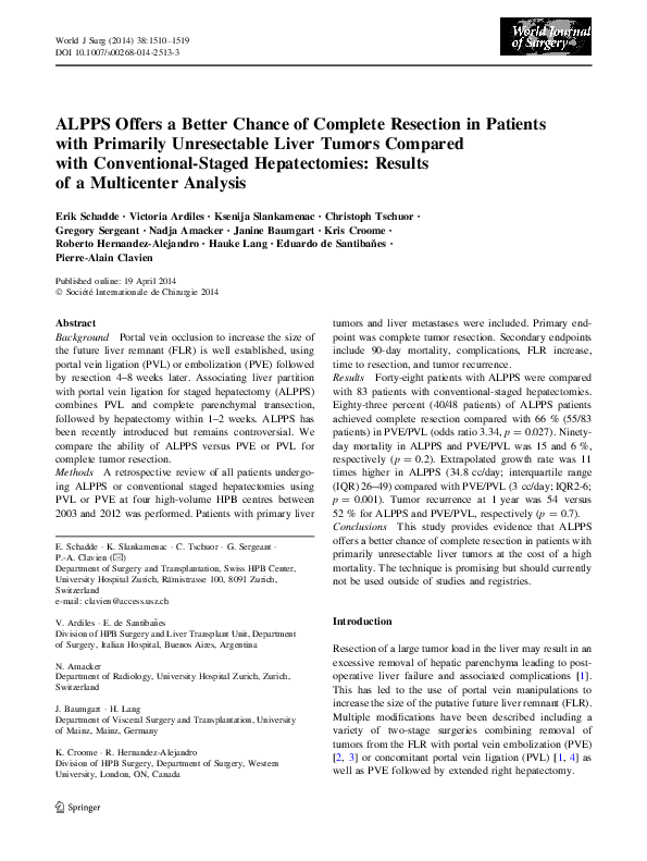 (PDF) ALPPS vs Conventional Strategies for Liver Tumors