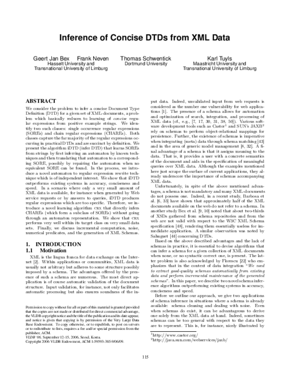 Pdf Inference Of Concise Dtds From Xml Data