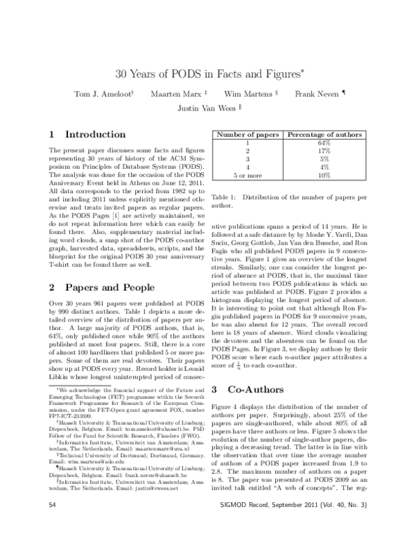(PDF) 30 Years of PODS in facts and figures