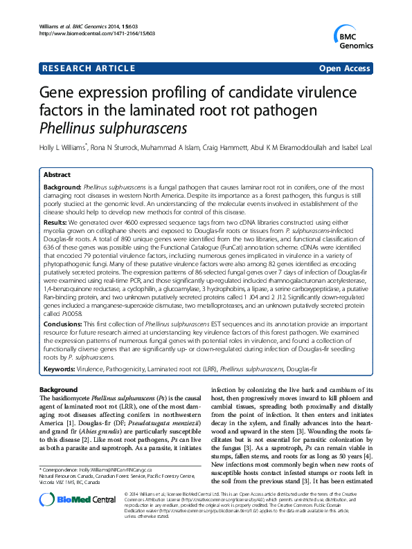 (PDF) Gene expression profiling of candidate virulence factors in the ...
