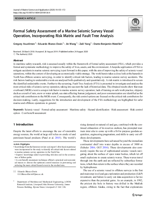 (PDF) Formal Safety Assessment of a Marine Seismic Survey Vessel ...