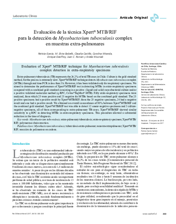 (PDF) [Evaluation of Xpert® MTB/RIF technique for Mycobacterium ...