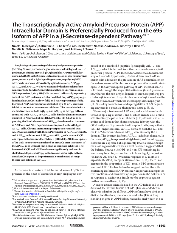 (PDF) The transcriptionally active amyloid precursor protein (APP ...