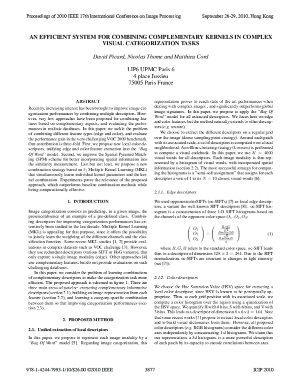 (PDF) An efficient system for combining complementary kernels in complex visual categorization tasks