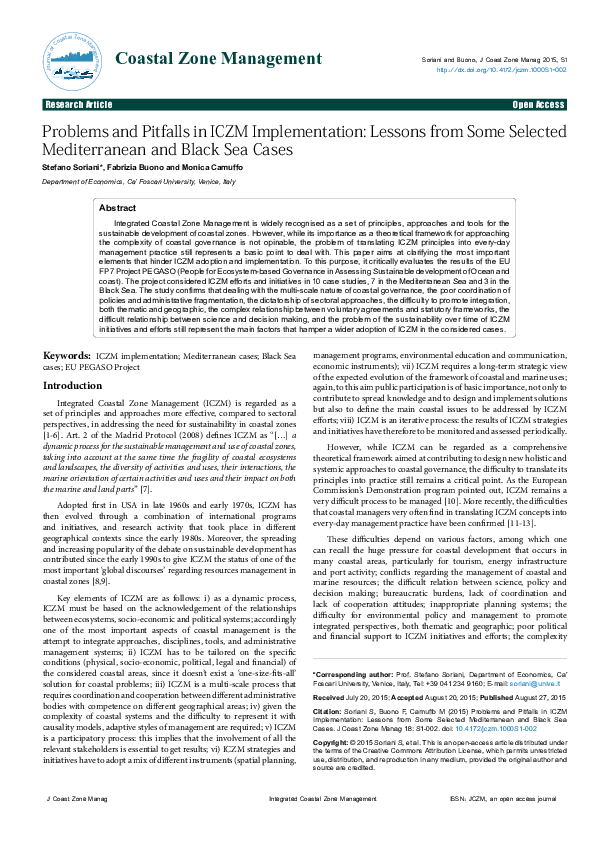 (PDF) Problems and Pitfalls in ICZM Implementation: Lessons from Some ...