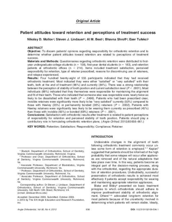 (PDF) Patient attitudes toward retention and perceptions of treatment ...