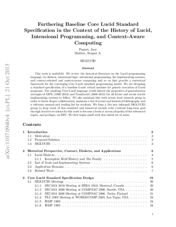 (PDF) Furthering Baseline Core Lucid Standard Specification in the Context of the History of ...