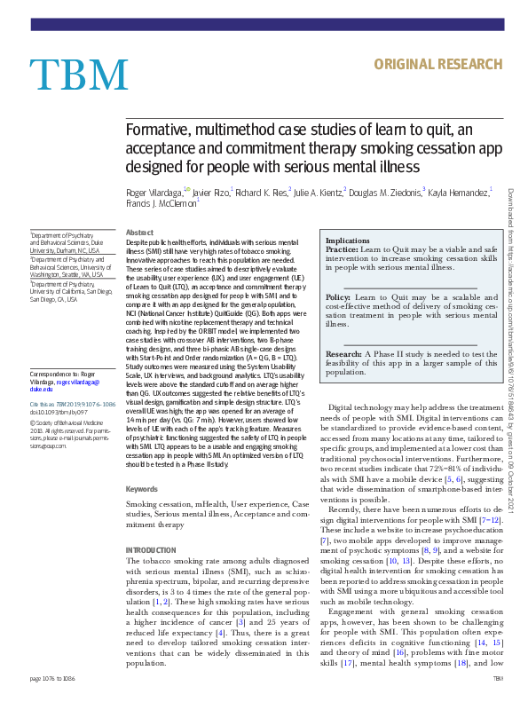 (PDF) Formative, multimethod case studies of learn to quit, an ...