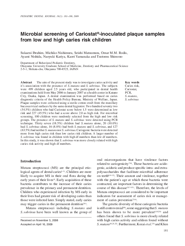 (PDF) Microbial screening of Cariostat®-inoculated plaque samples from ...