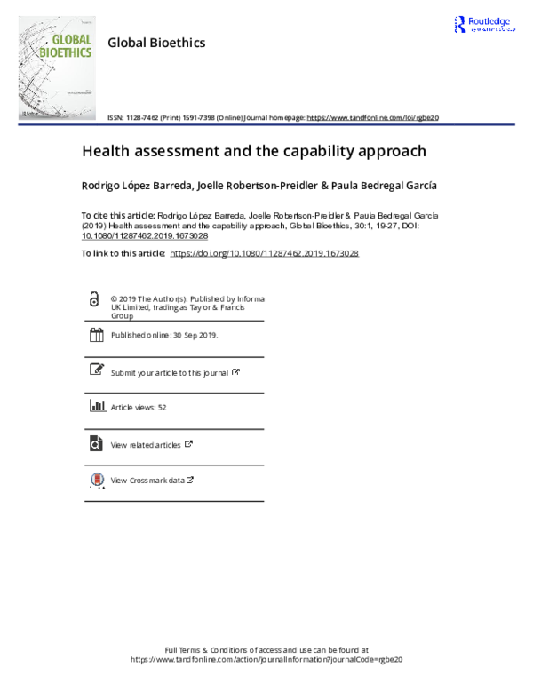 (PDF) Health assessment and the capability approach