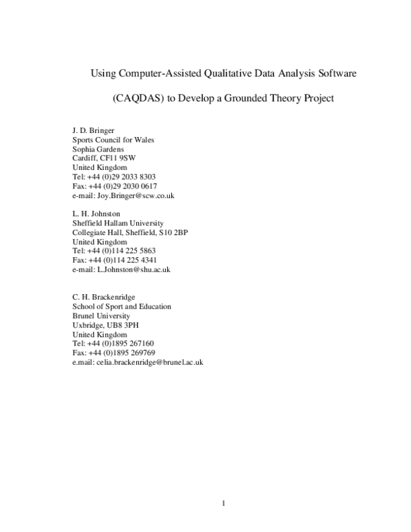Pdf Using Computer Assisted Qualitative Data Analysis Software To