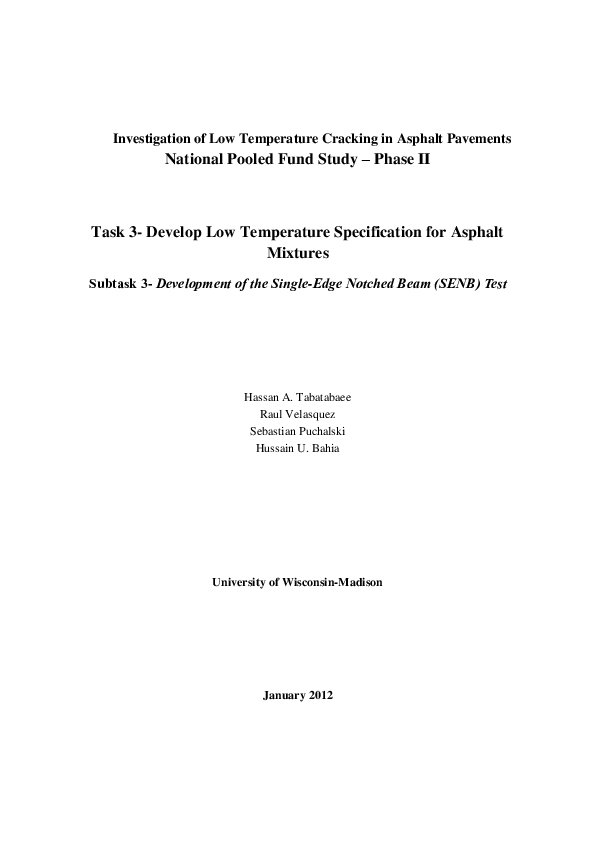 (PDF) Development of the Single-Edge Notched Beam (SENB) Test