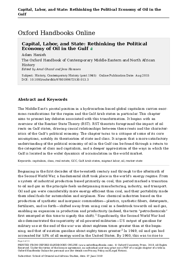 (PDF) Capital, Labor, and State