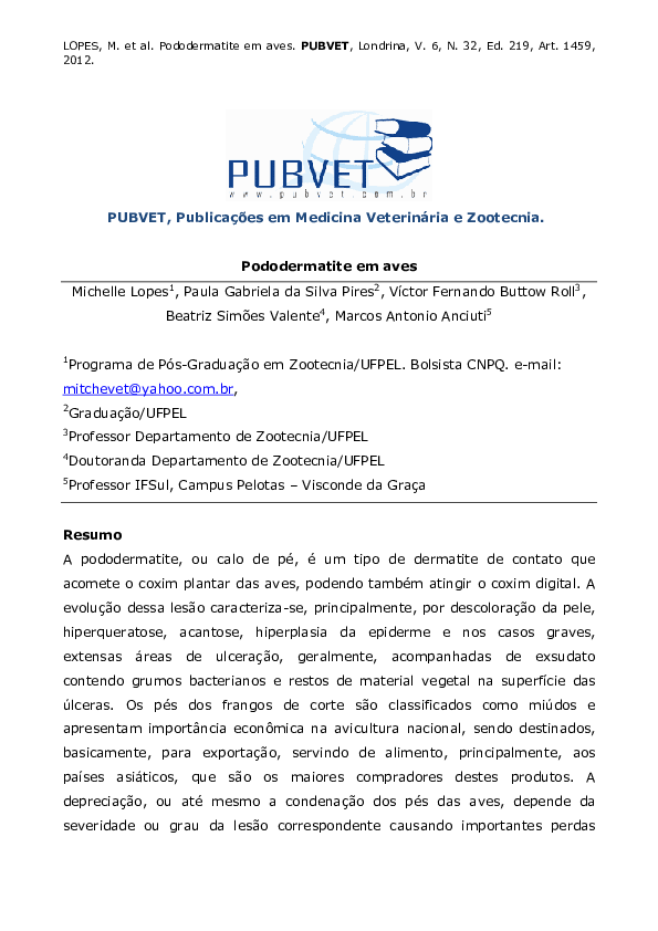 (PDF) Pododermatite em aves