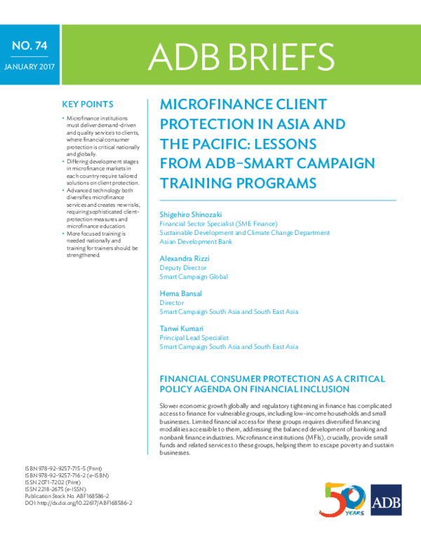 (PDF) Microfinance Client Protection in Asia and the Pacific: Lessons ...