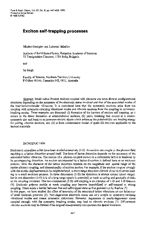 (PDF) Exciton self-trapping processes