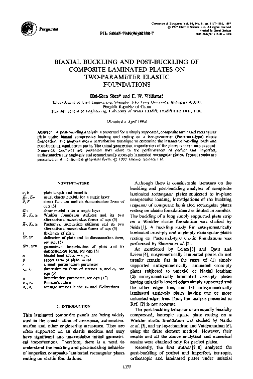 (PDF) Biaxial buckling and post-buckling of composite laminated plates ...