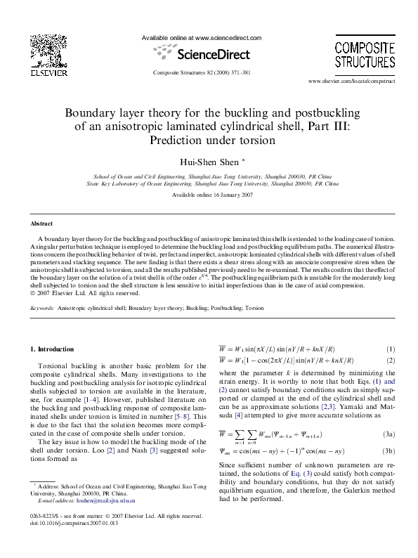 (PDF) Boundary layer theory for the buckling and postbuckling of an anisotropic laminated ...