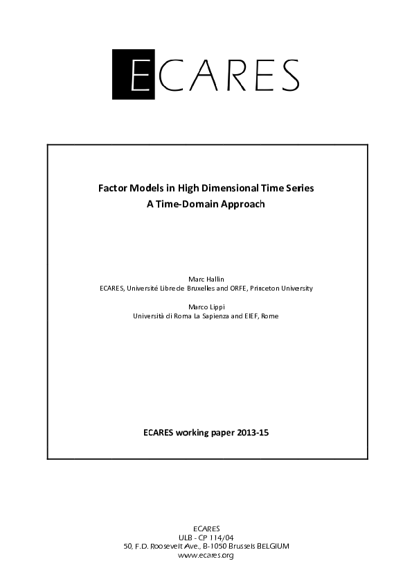 Pdf Factor Models In High Dimensional Time Series—a Time Domain Approach