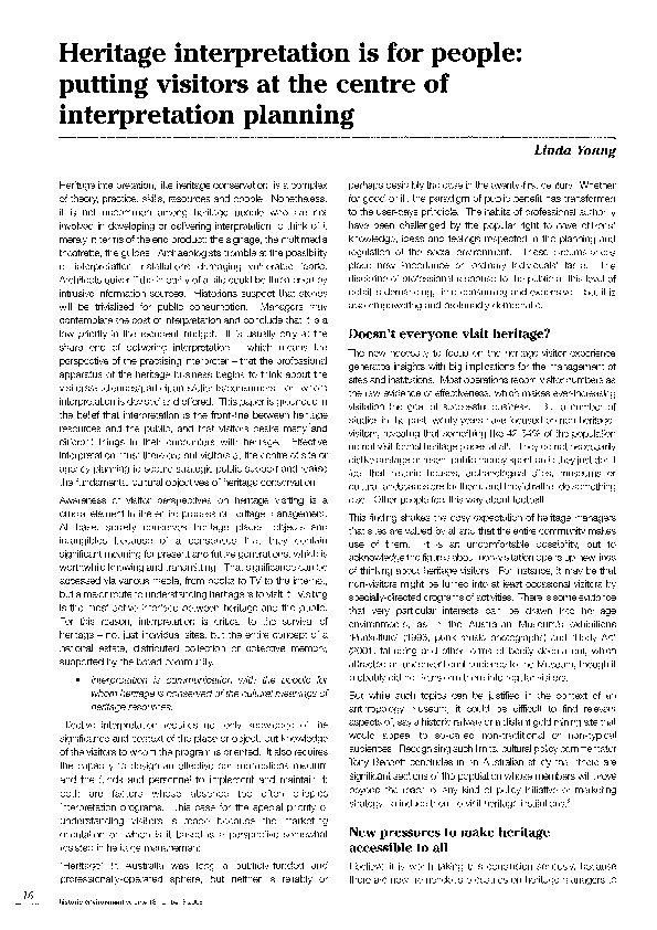 (PDF) Heritage interpretation is for people : putting visitors at the ...