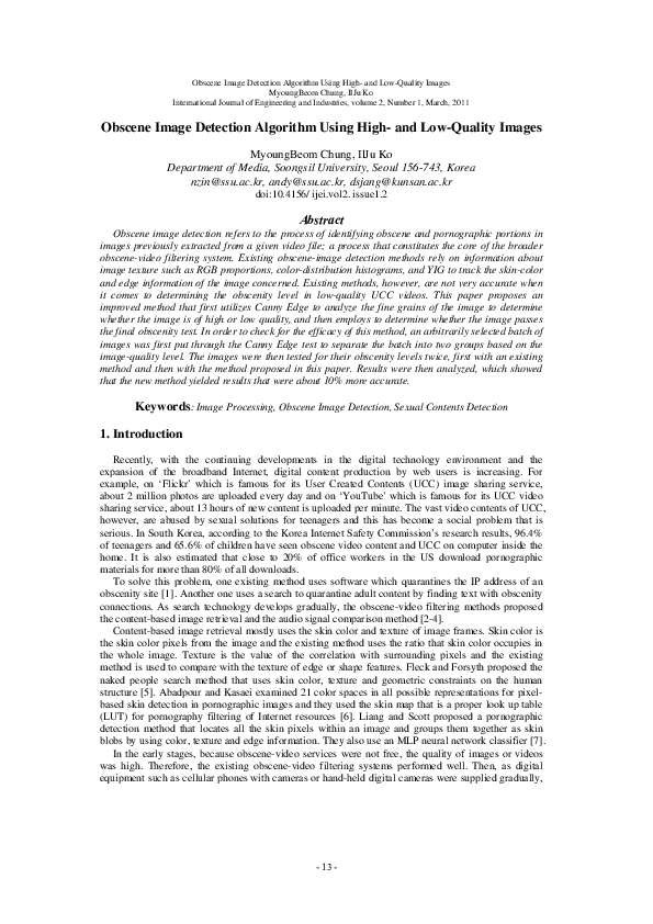 (PDF) Obscene Image Detection Algorithm Using High- and Low-Quality Images