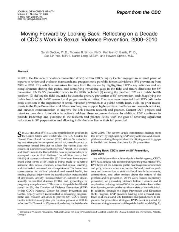(PDF) Report from the CDC: Moving Forward by Looking Back: Reflecting ...