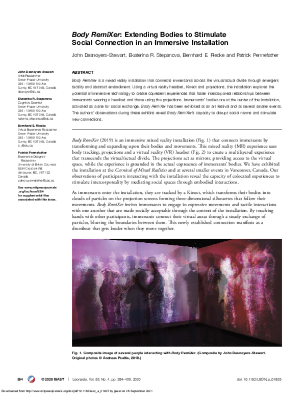 (PDF) Body RemiXer: Extending Bodies to Stimulate Social Connection in ...