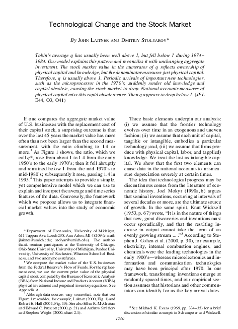 (PDF) Technological change and the stock market