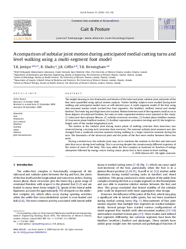 (PDF) A comparison of subtalar joint motion during anticipated medial ...