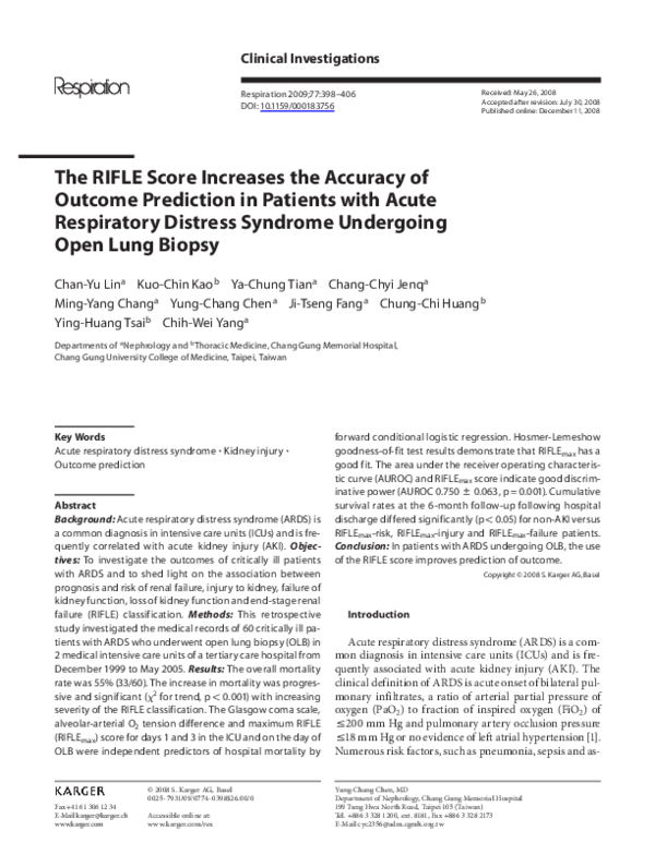 (PDF) The RIFLE Score Increases the Accuracy of Outcome Prediction in ...