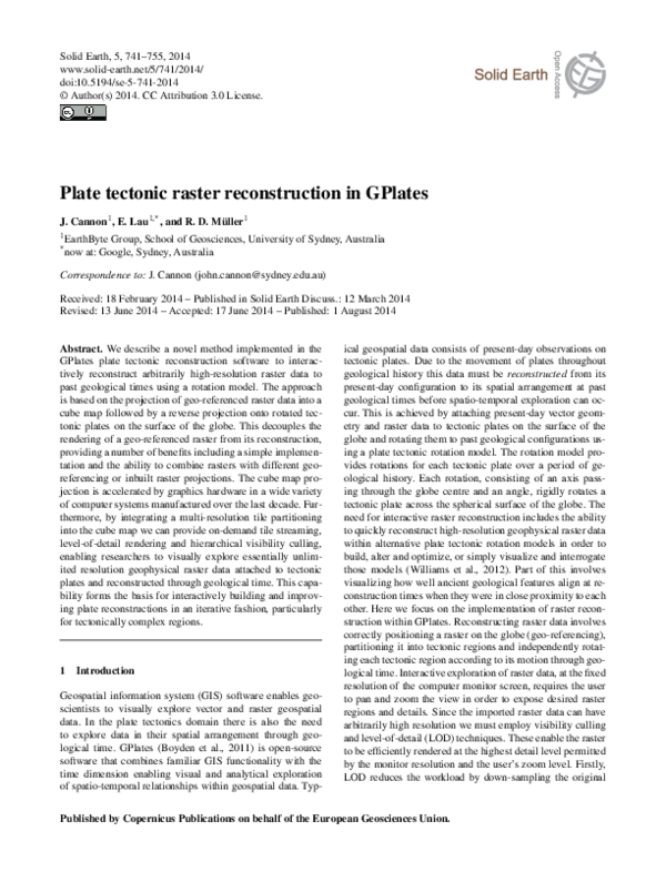 (PDF) Plate tectonic raster reconstruction in GPlates