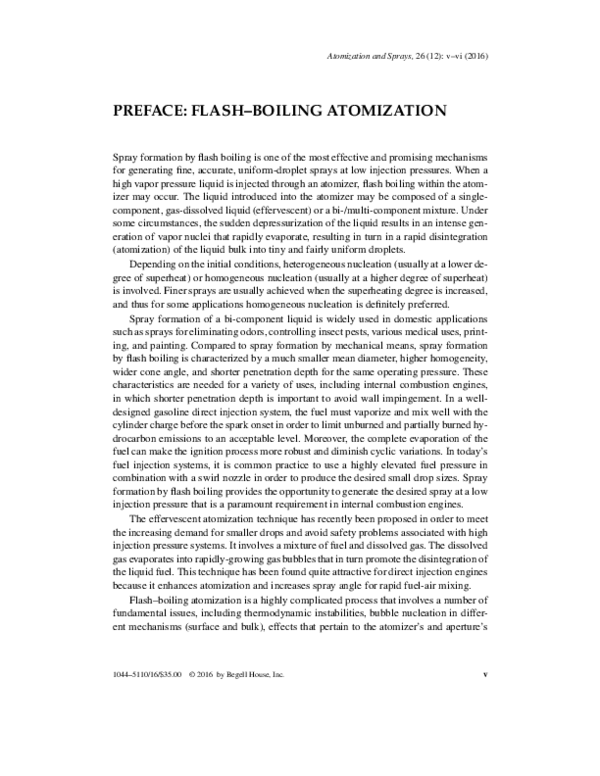 (PDF) Preface: Flash-Boiling Atomization