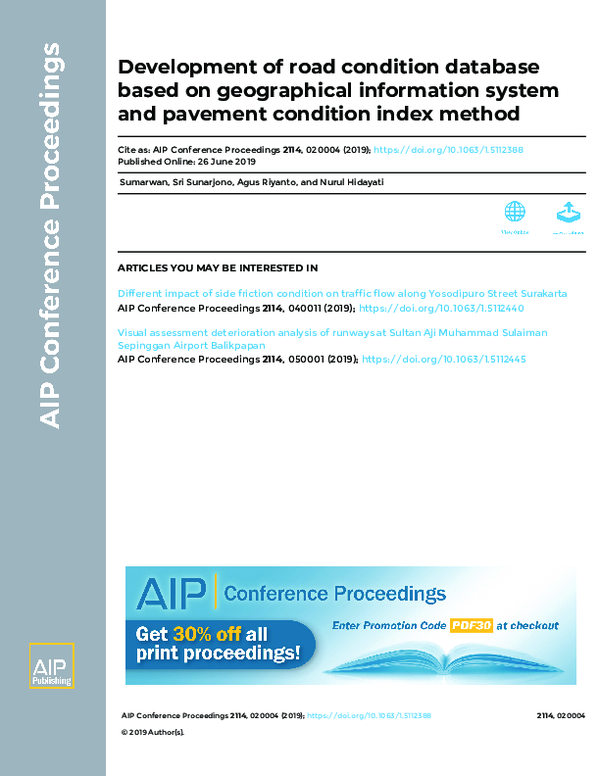 Pdf Development Of Road Condition Database Based On Geographical Information System And