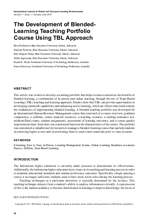 (PDF) The Development of Blended-Learning Teaching Portfolio Course ...