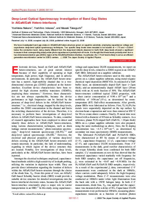 (PDF) Deep-Level Optical Spectroscopy Investigation of Band Gap States ...