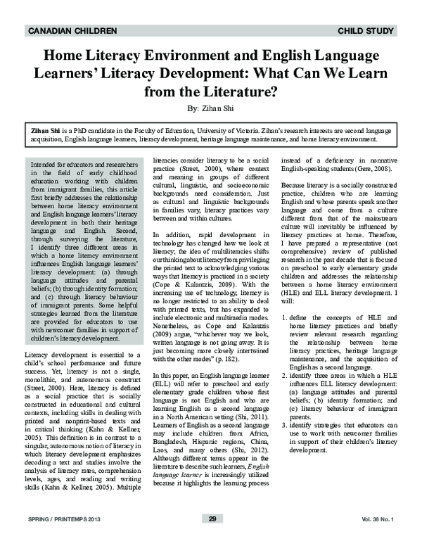 (PDF) Home Literacy Environment and English Language Learners’ Literacy ...