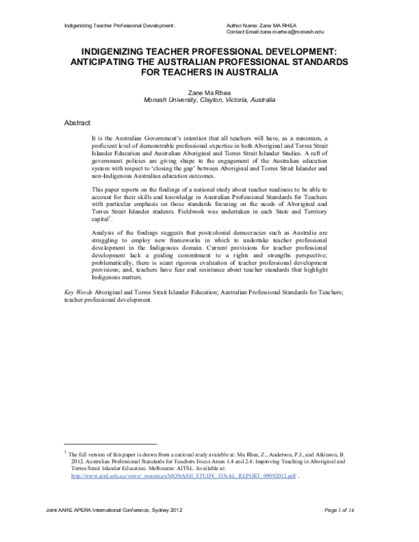 (PDF) Indigenizing Teacher Professional Development: Anticipating the ...