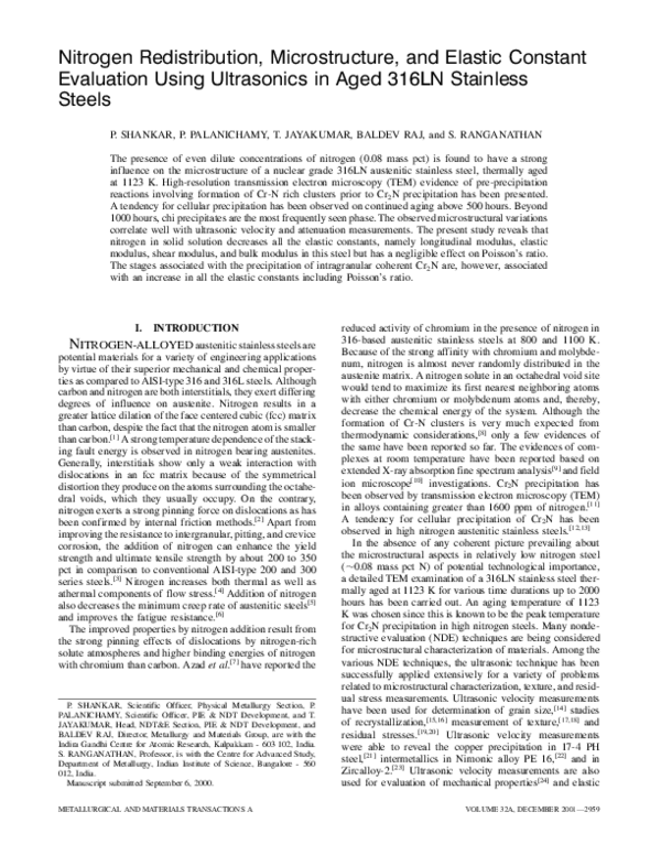 (PDF) Nitrogen redistribution, microstructure, and elastic constant ...