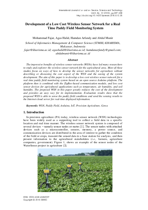 (PDF) Development of a Low Cost Wireless Sensor Network for a Real Time ...