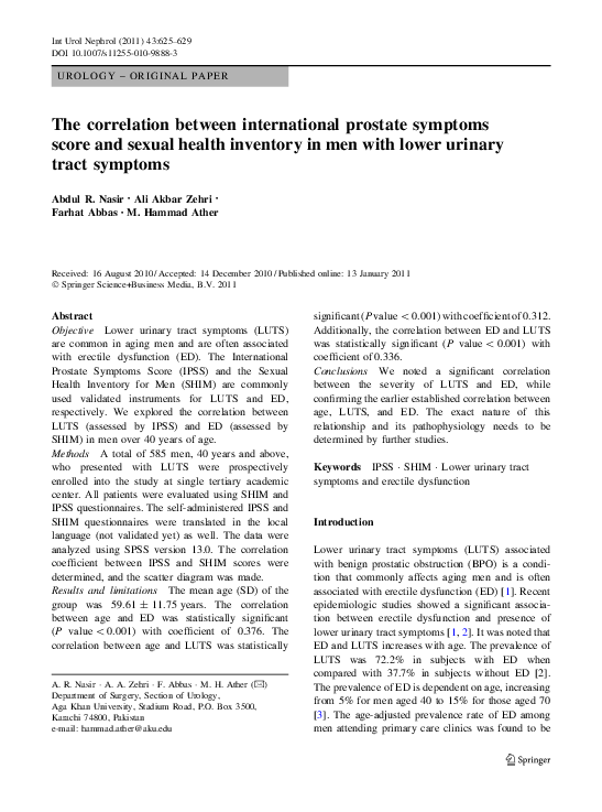 (PDF) The correlation between international prostate symptoms score and ...