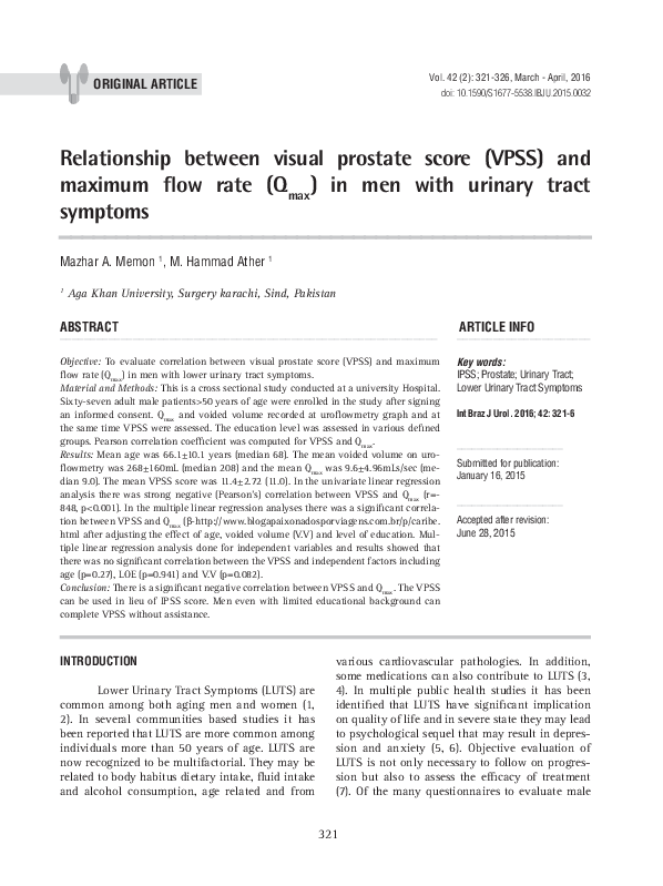 (PDF) Relationship between visual prostate score (VPSS) and maximum ...