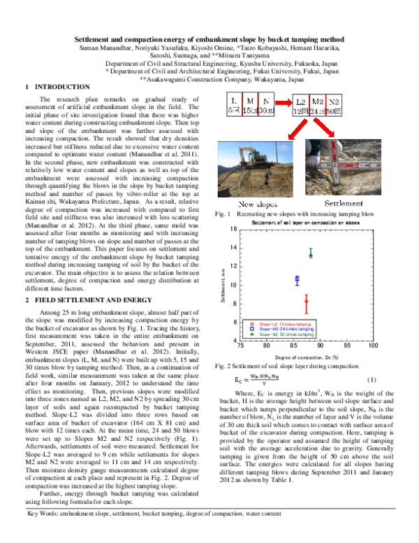 (PDF) Settlement and compaction energy of embankment slope by bucket ...