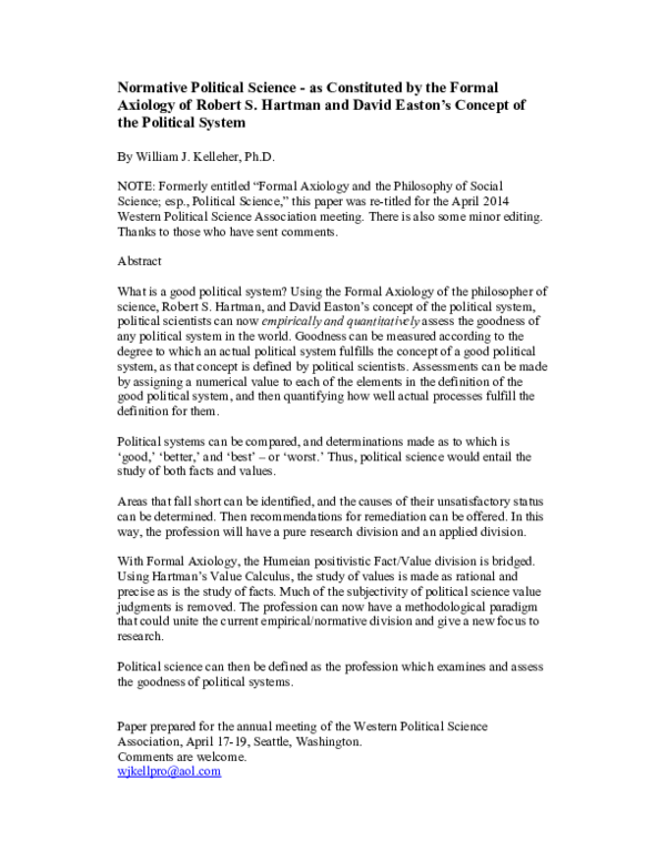 (DOC) Normative Political Science - as Constituted by the Formal ...