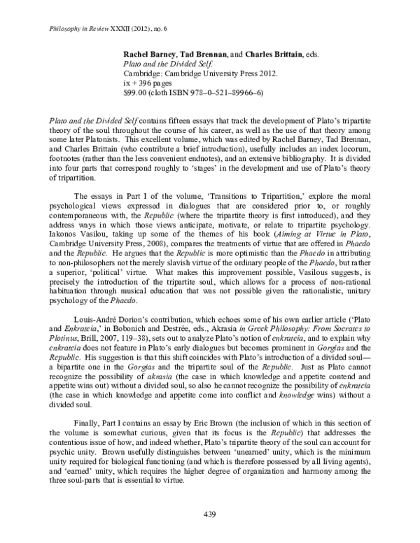 (PDF) Rachel Barney, Ted Brennan, and Charles Brittain, eds. , Plato ...