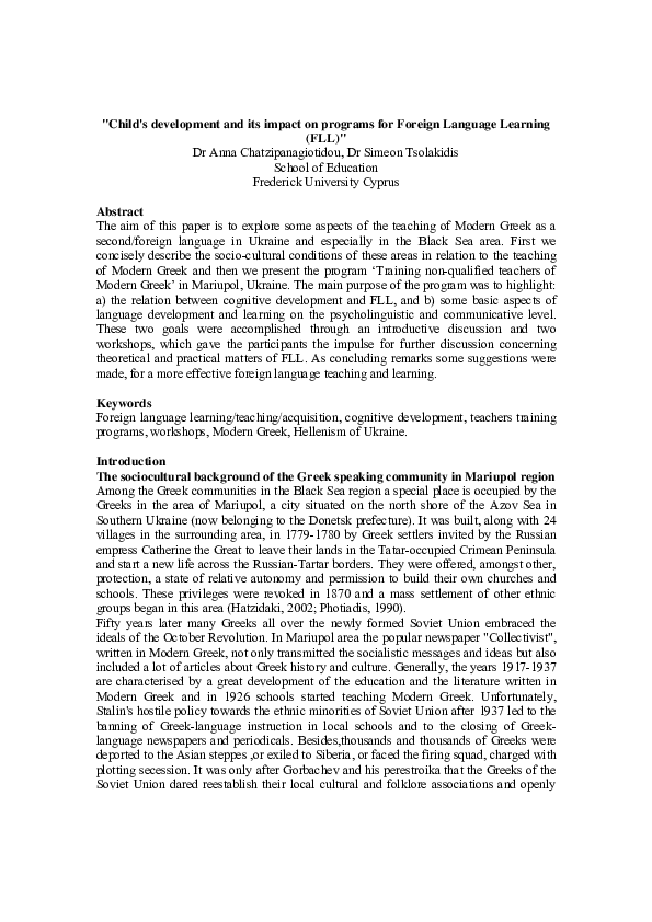 (PDF) Child's development and its impact on programs for Foreign ...