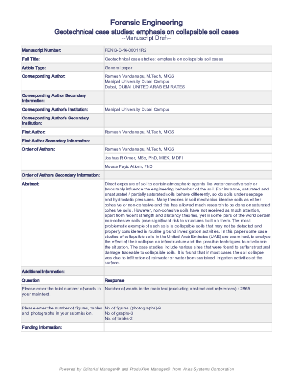 (PDF) Geotechnical case studies: emphasis on collapsible soil cases