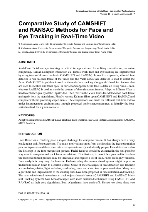 (PDF) Comparative Study of CAMSHIFT and RANSAC Methods for Face and Eye ...
